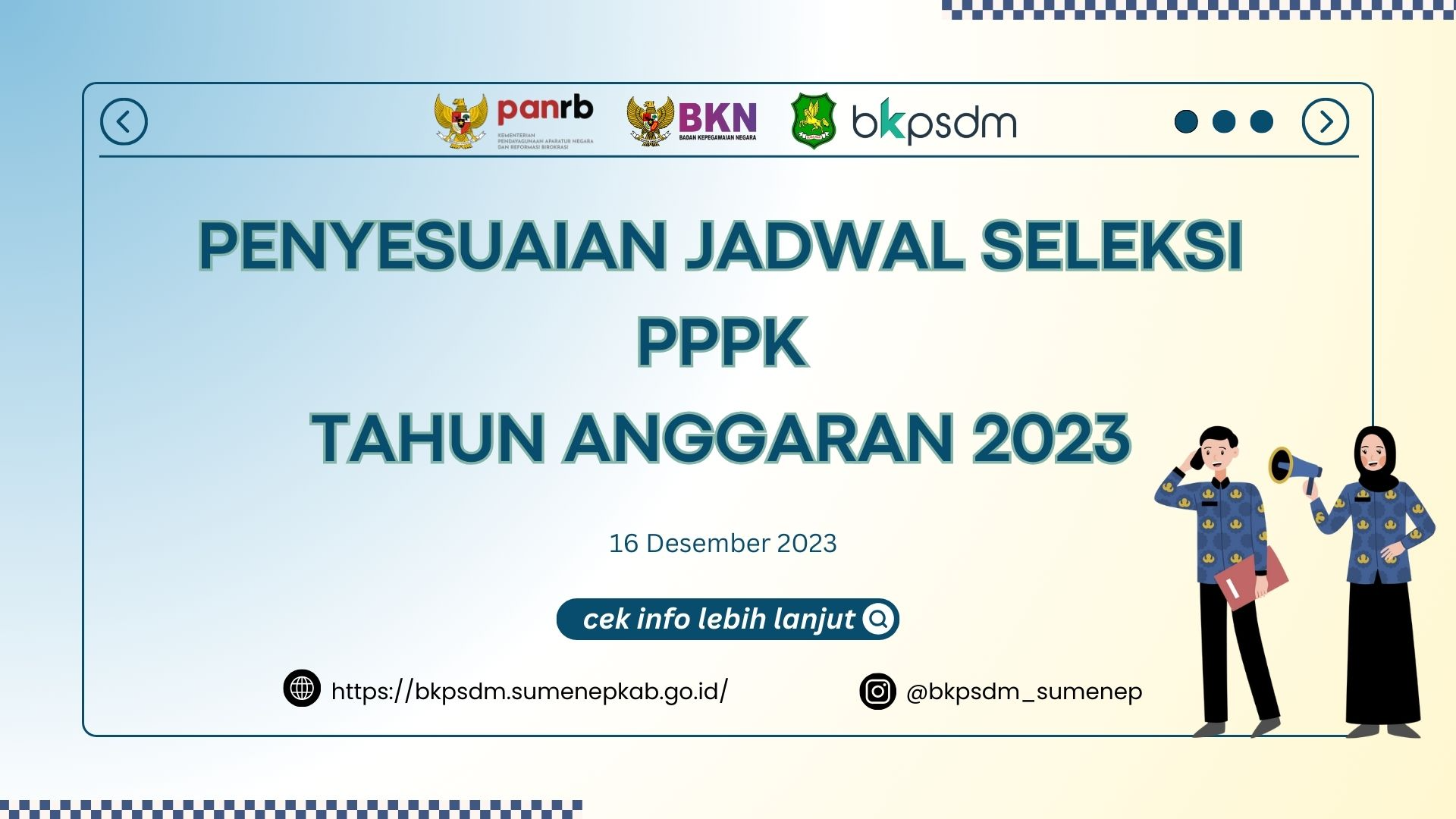 BKPSDM Kabupaten Sumenep | PENYESUAIAN JADWAL SELEKSI PPPK TAHUN ANGGARAN 2023